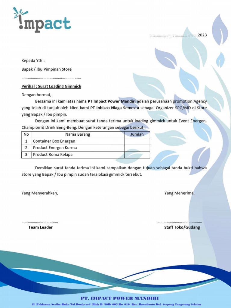 Surat Loading Gimmick | PDF | Bisnis
