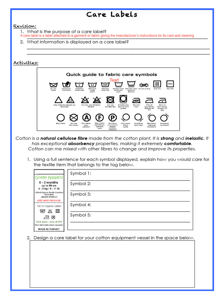 Care Labels for Textile Students | PDF | Finance & Money Management ...