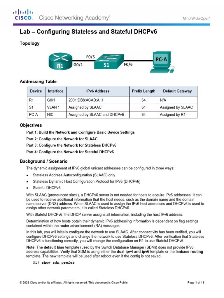 Lab 12 Configuring Stateless And Stateful Dhcpv6 Pdf