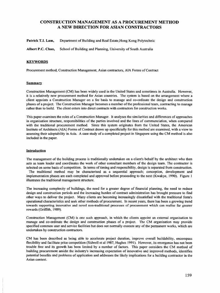 Construction Management As Procurement Method | PDF | Construction Management | Procurement