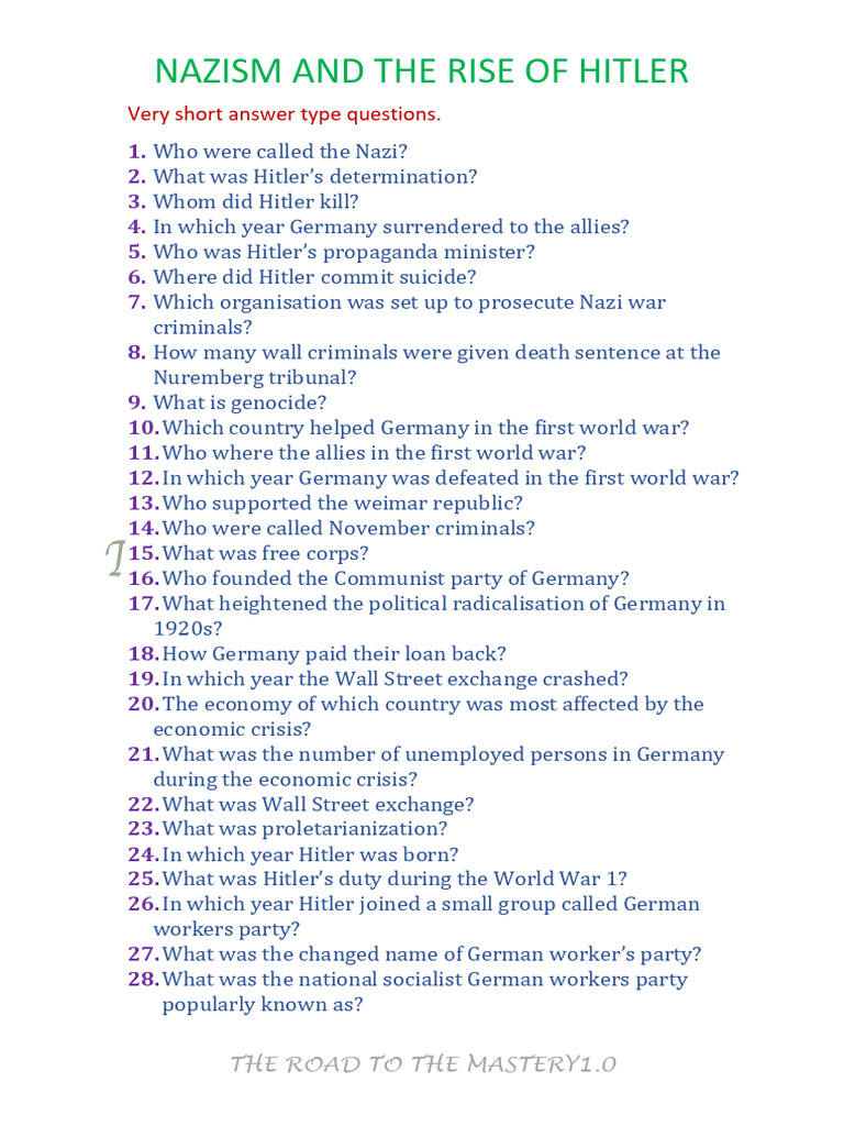 Nazism and Hitler: Key Concepts and Timeline | PDF | Nazi Germany ...