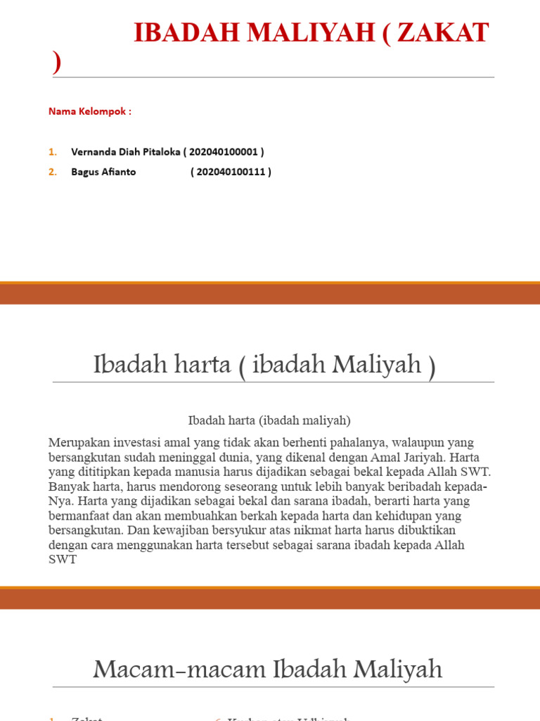 Ibadah Maliyah (Zakat) | PDF