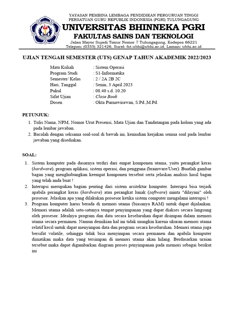 UTS Sistem Operasi oleh Okta Purnawirawan | PDF