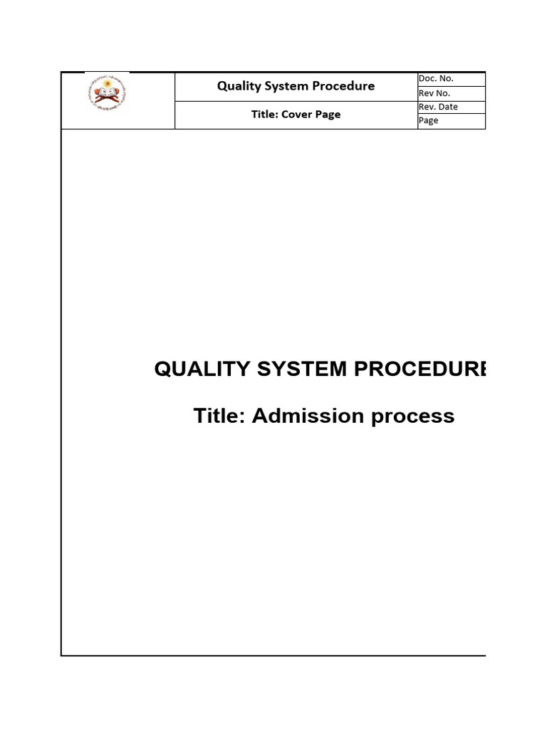 1-QSP-Admission Process | PDF | Quality Management System | Information Technology