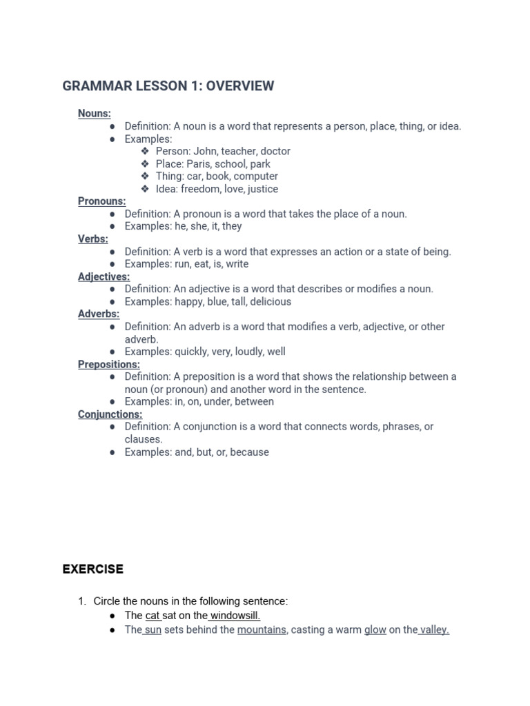 Grammar Lesson: Nouns and Pronouns | PDF | Noun | Adverb