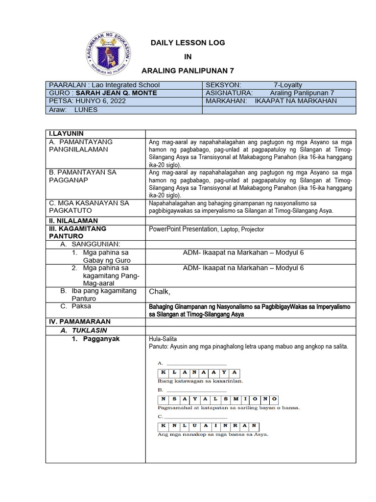 Ap Q4 Mod 6 DLL | PDF
