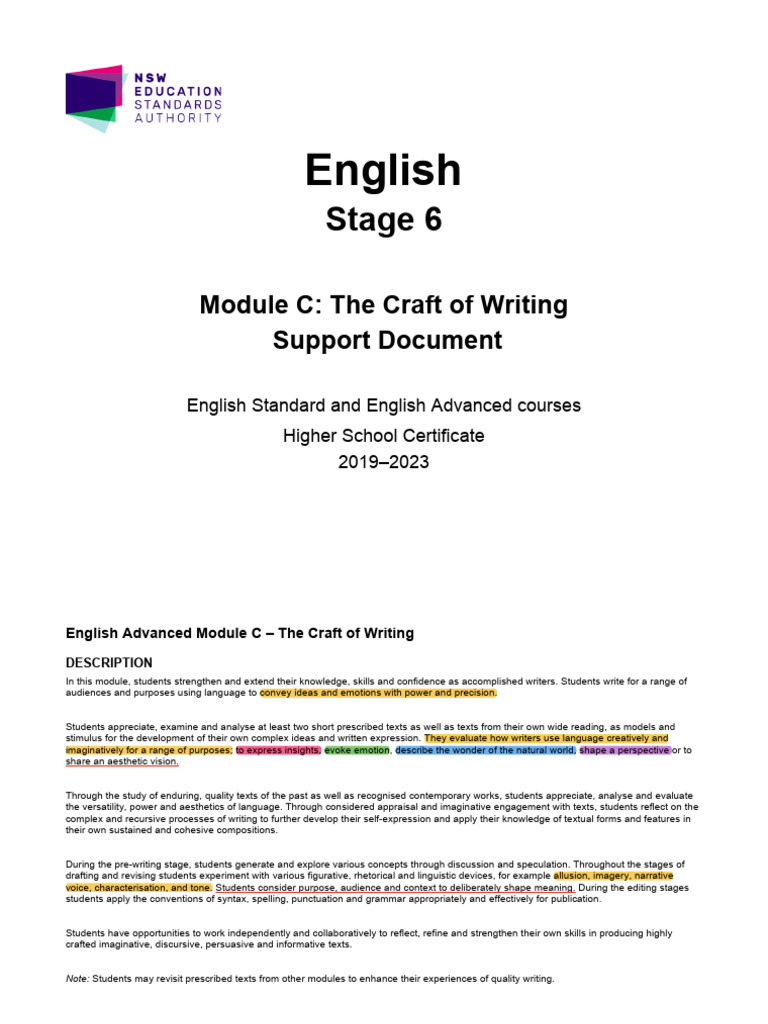 Mod C Syllabus And Prescribed Texts Pdf Poetry Essays