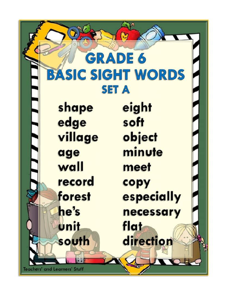 Basic Sight Words 6 | PDF