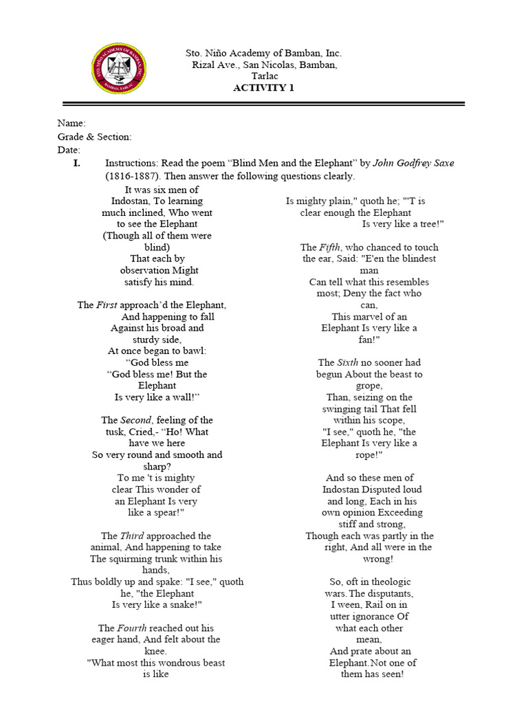 Intro To Philo - Activity 1 | PDF | Young Adult