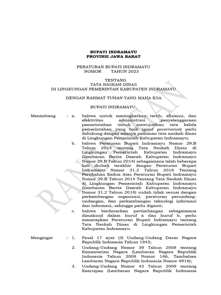 Tata Naskah Dinas Indramayu - F+edee | PDF