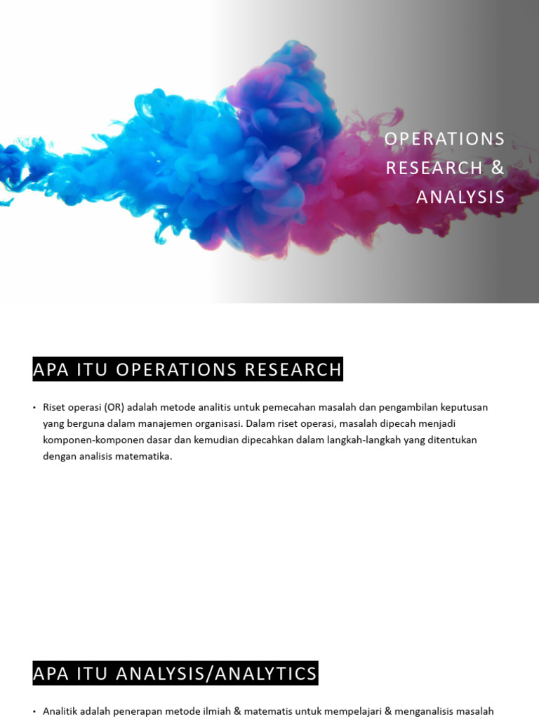 Operations Research & Analysis | PDF | Bisnis | Seni
