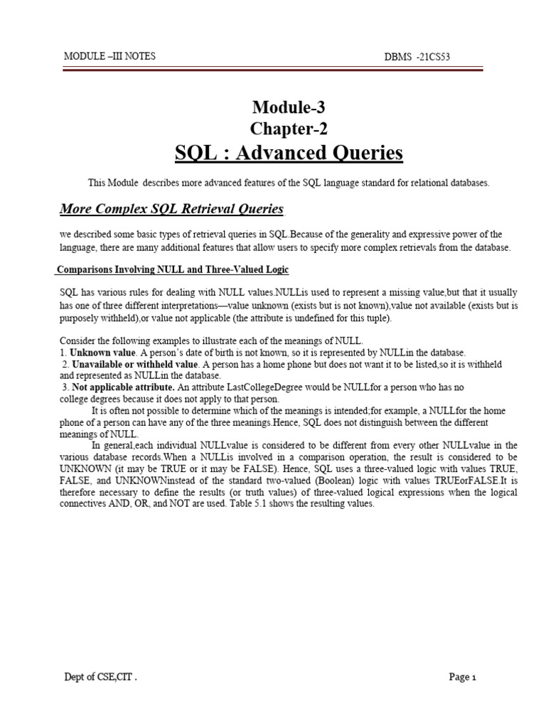 Module Iii Dbms Chapter 2 3 Pdf