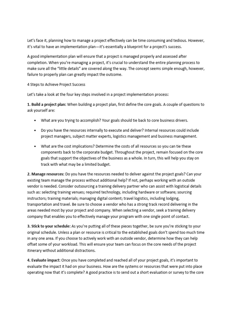 4 Steps To Achive Project Succses | PDF | Logistics | Goal 4 Steps To Achive Project Succses | PDF | Logistics | Goal