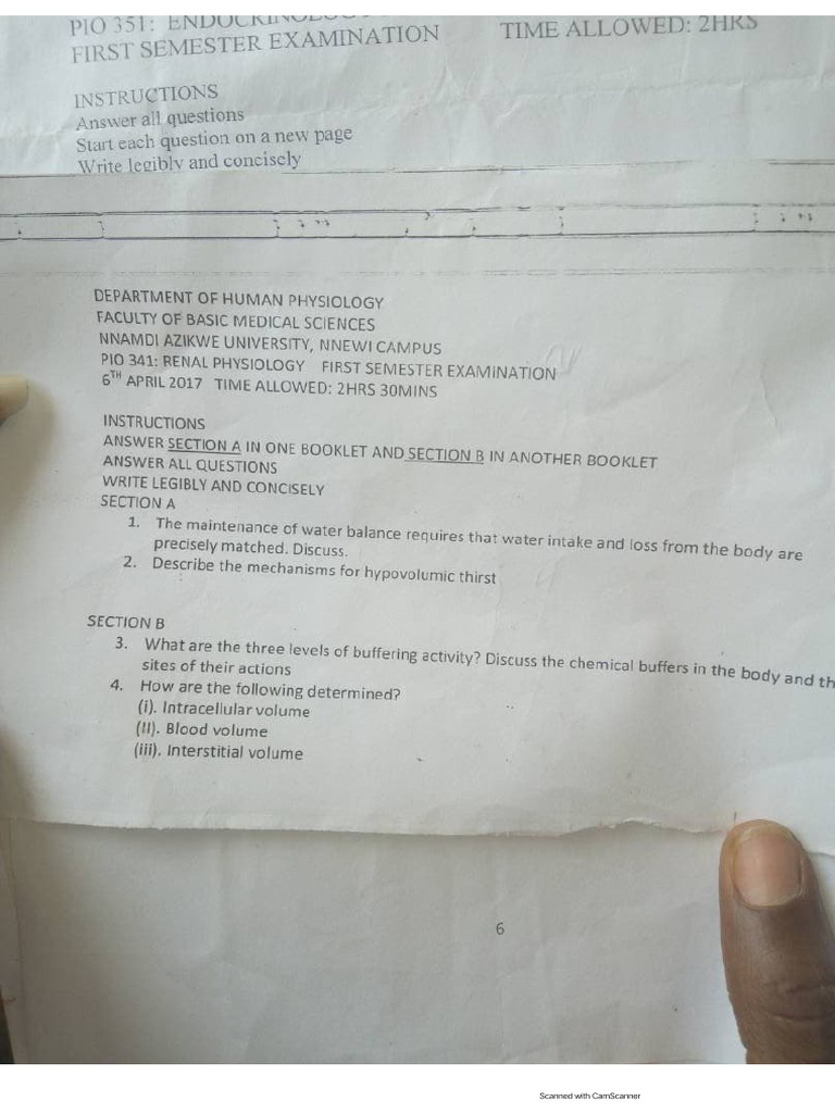 Physio Theory Past Questions | PDF