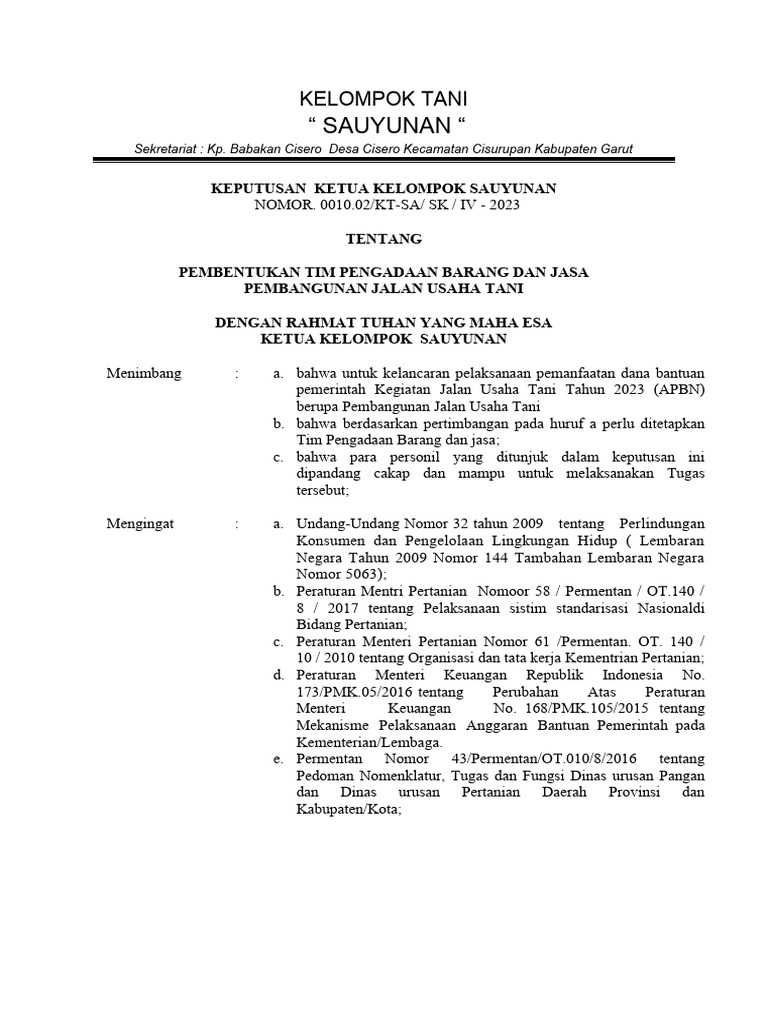 Sk Tim Pengadaan | PDF