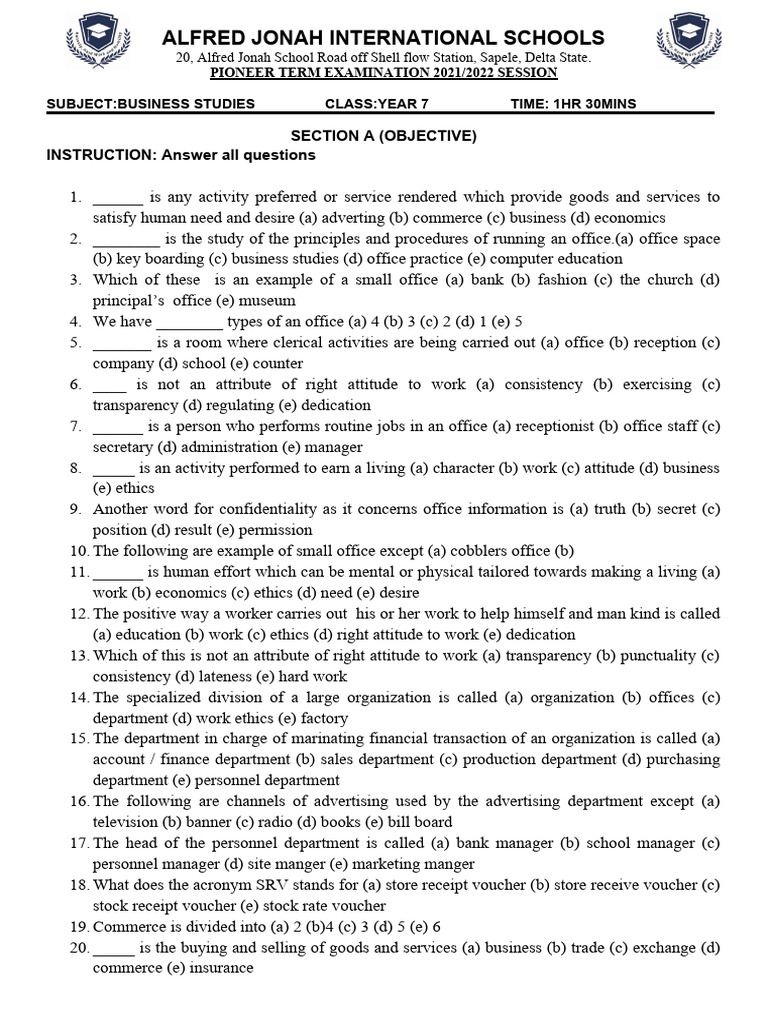 2 Business Stud Yr 7 Pioneer | PDF | Commerce | Trade