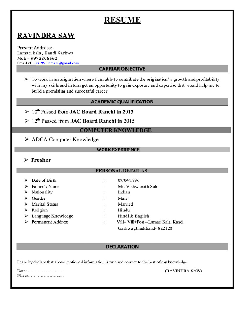 Resume Formet | PDF