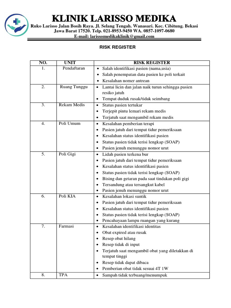 Contoh Daftar Register Risikor | PDF
