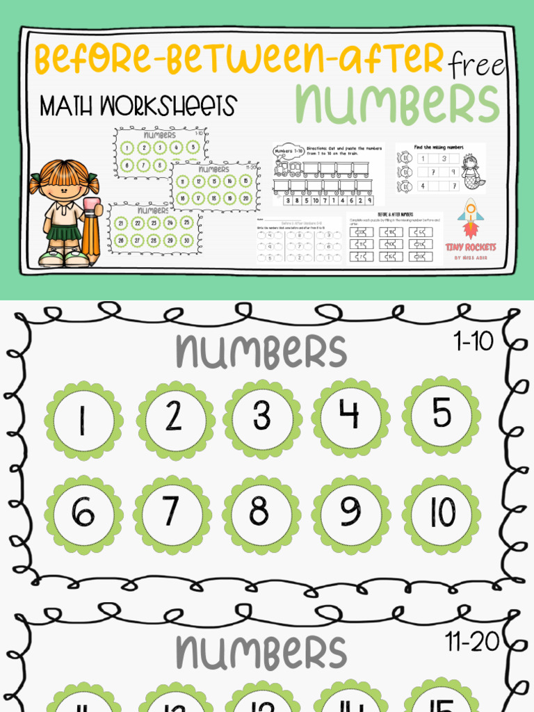 MissingNumbersWorksheetsBeforeBetweenAfter-1 | PDF