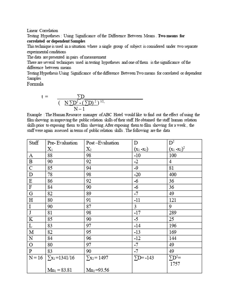 Stat Testing Hypotheses Dependent or Correlated Samples | PDF