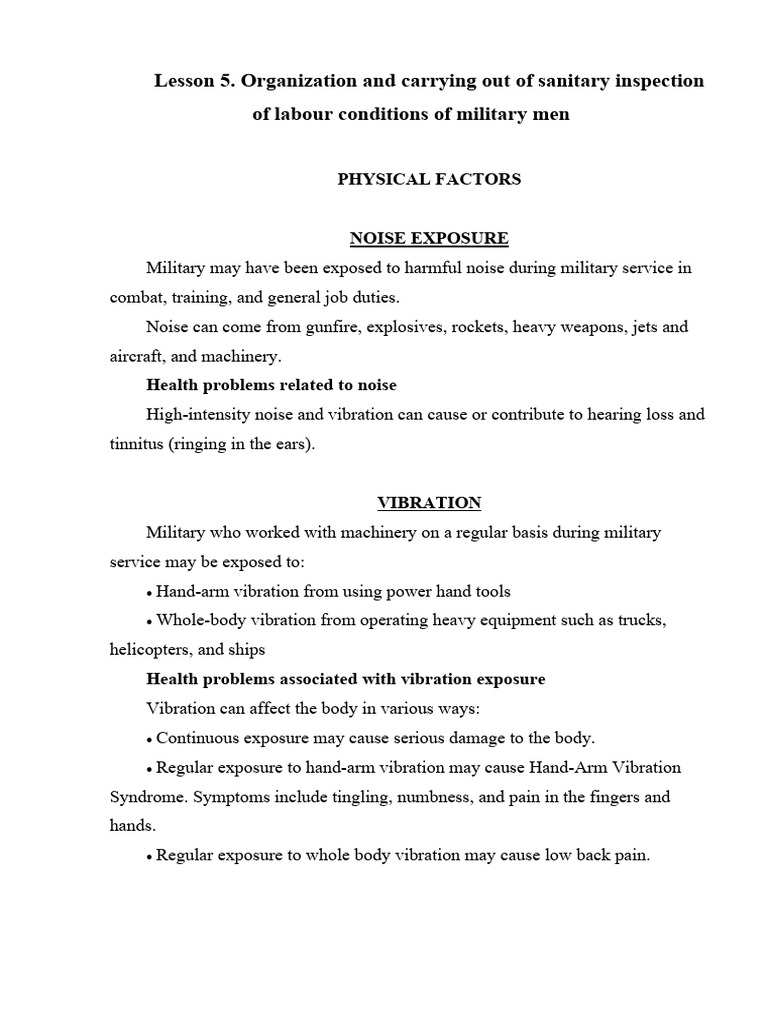 Labor Conditions of Military Men | PDF | Wellness