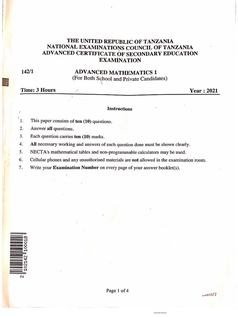 Advanced Mathematics 1-4 | PDF