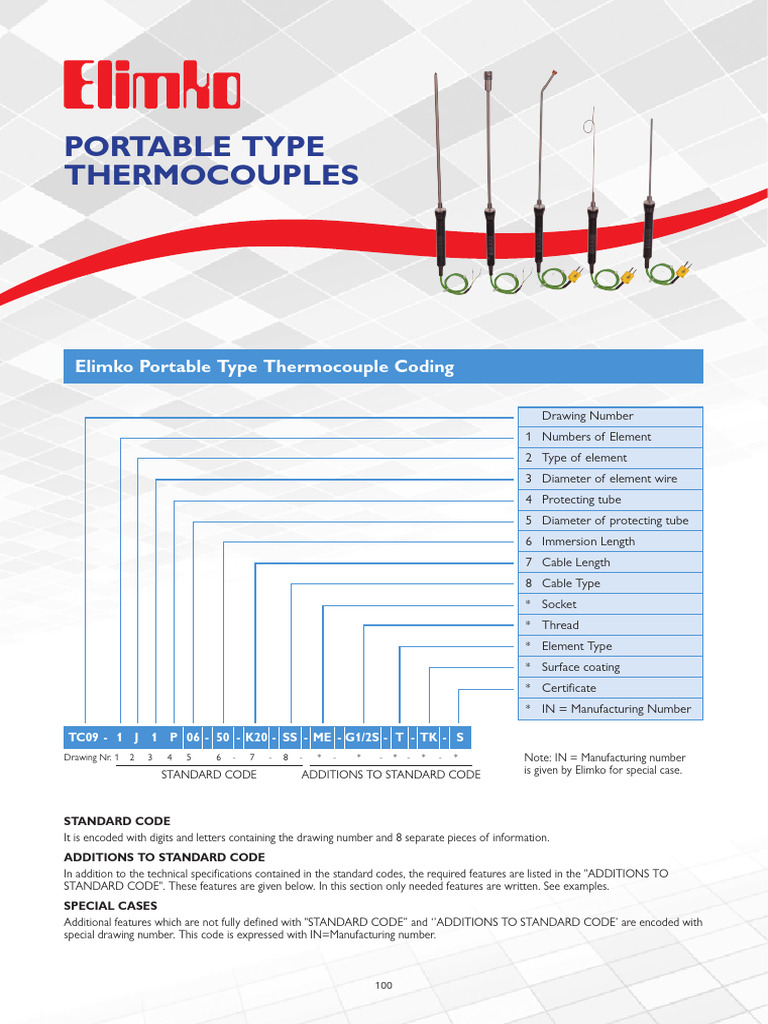 Elimko Portable Type Thermocouples | PDF | Pipe (Fluid Conveyance ...