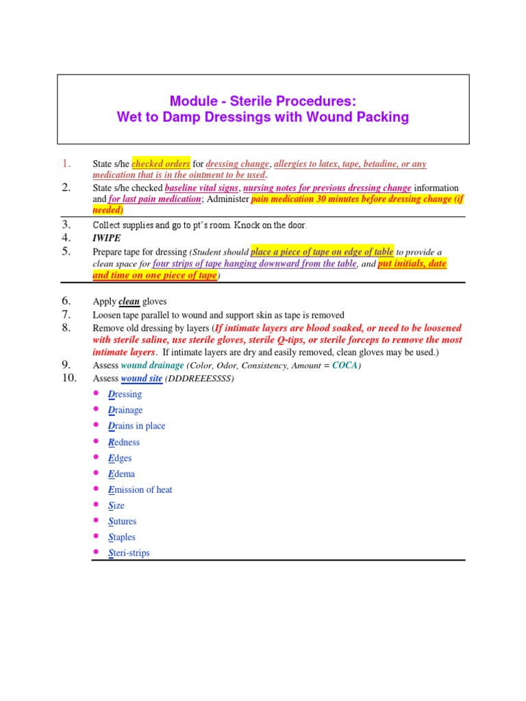 Wet to Damp Dressing Procedure Guide | PDF | Wound | Medicine