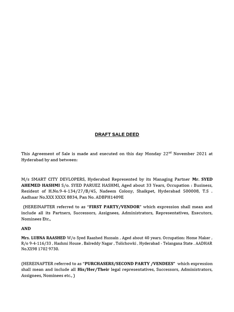 SALE DEED JC 102 Lubna Rashed Soft | PDF | Mortgage Law | Property Law