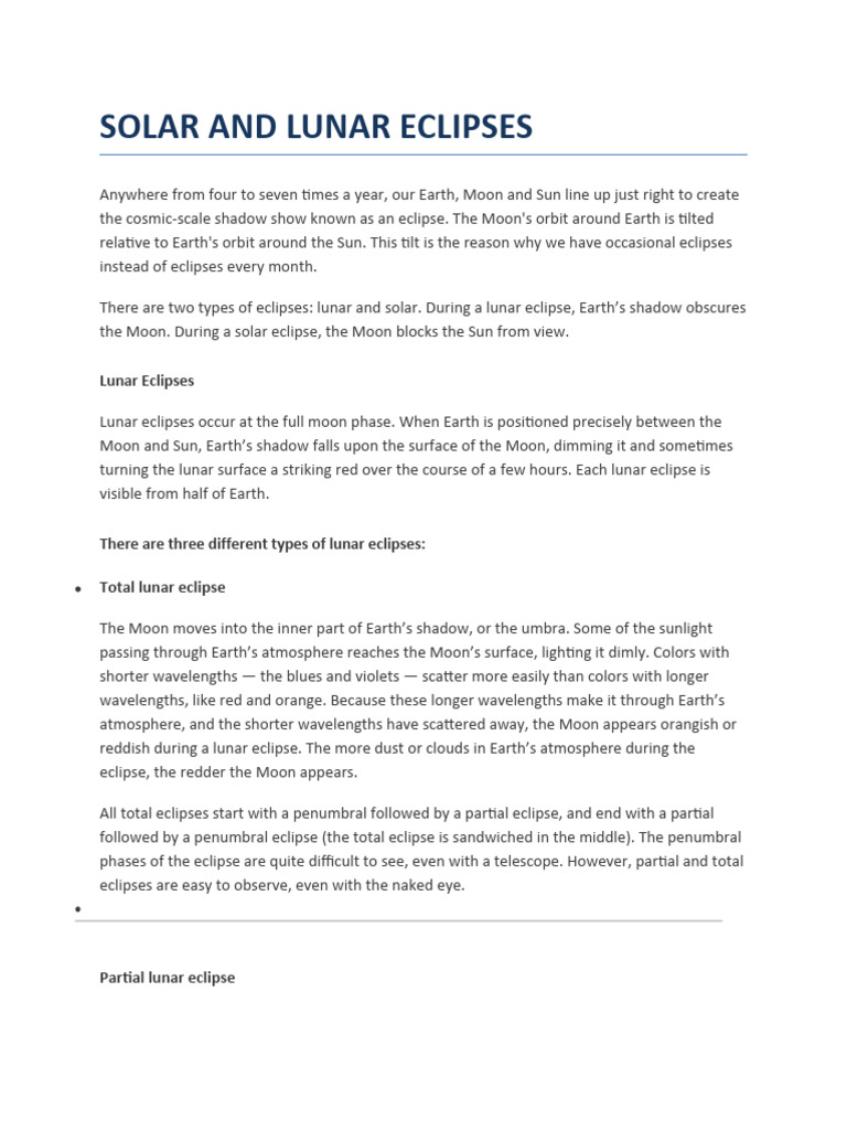 Understanding Lunar and Solar Eclipses | PDF | Solar Eclipse | Tide