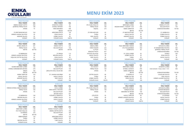 OCTOBER-2023-Menu_TR | PDF