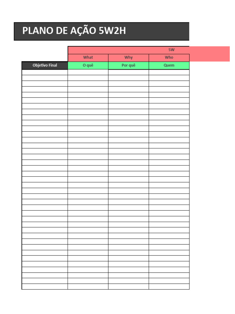 Planilha Plano de Acao 5W2H | PDF