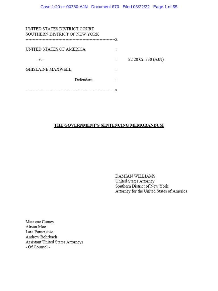 Maxwell Government Sentencing Memo | PDF