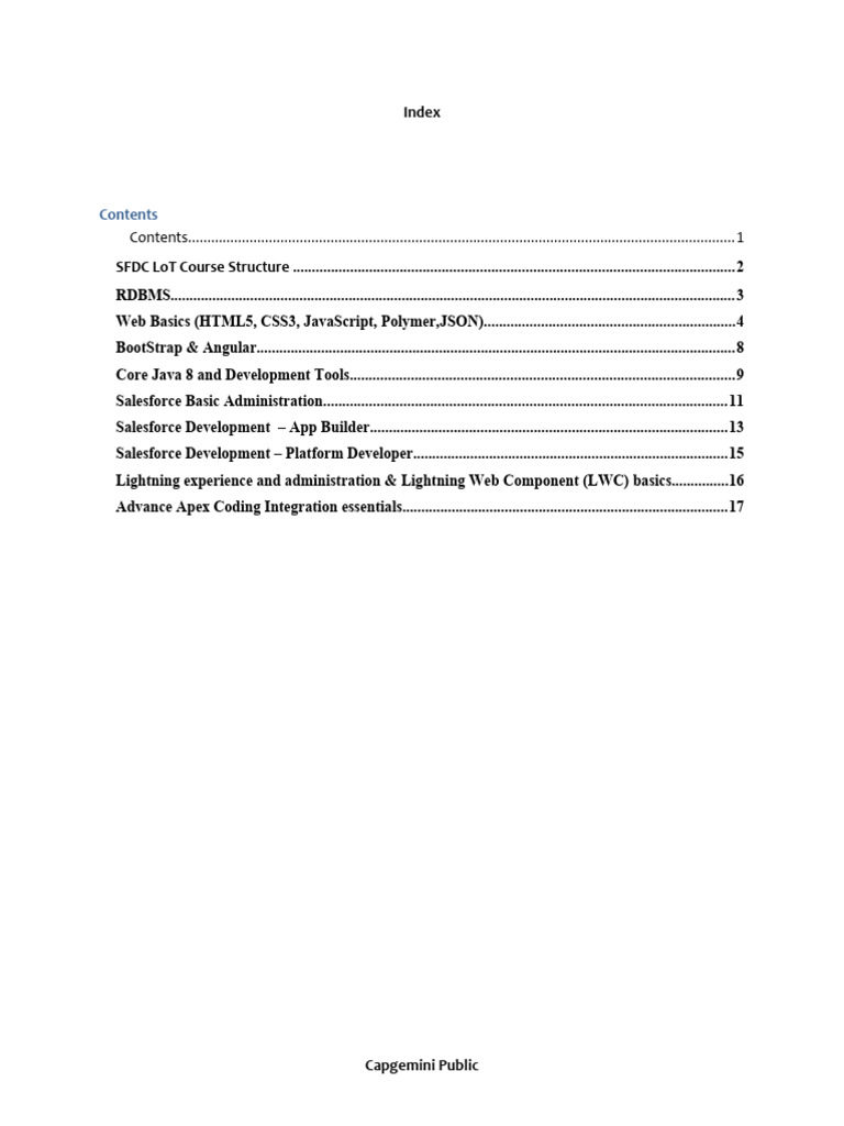 SFDC LoT Course Structure - ToC - Regular - Updated-3 | PDF