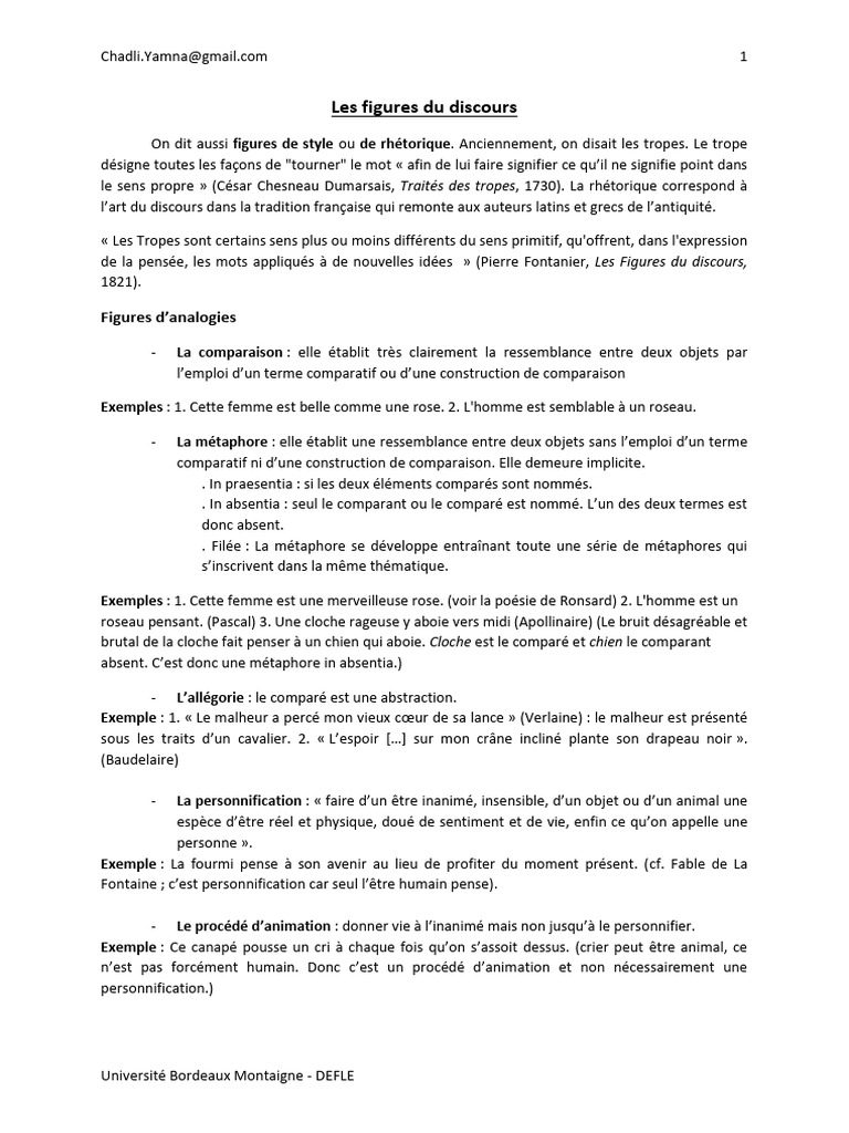 Les Figures Du Discours - DUEFF 6 (7180) | PDF | Métaphore | Techniques ...