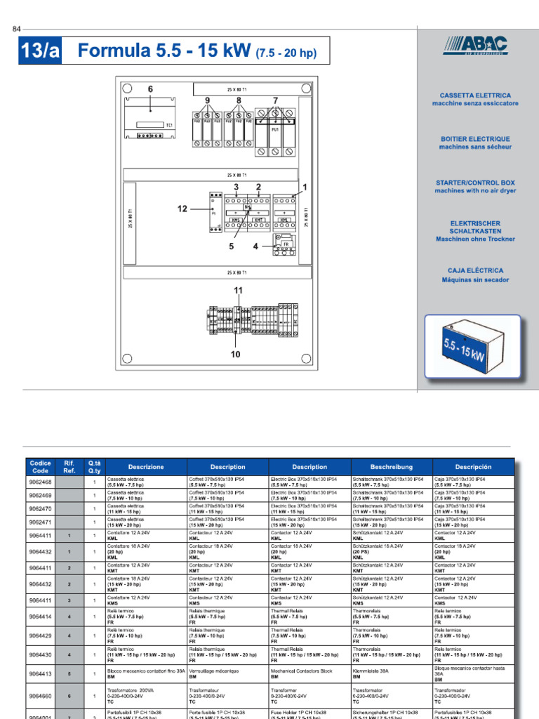 SCHEMA ABAC Formula 5.5 - 15 KW | PDF