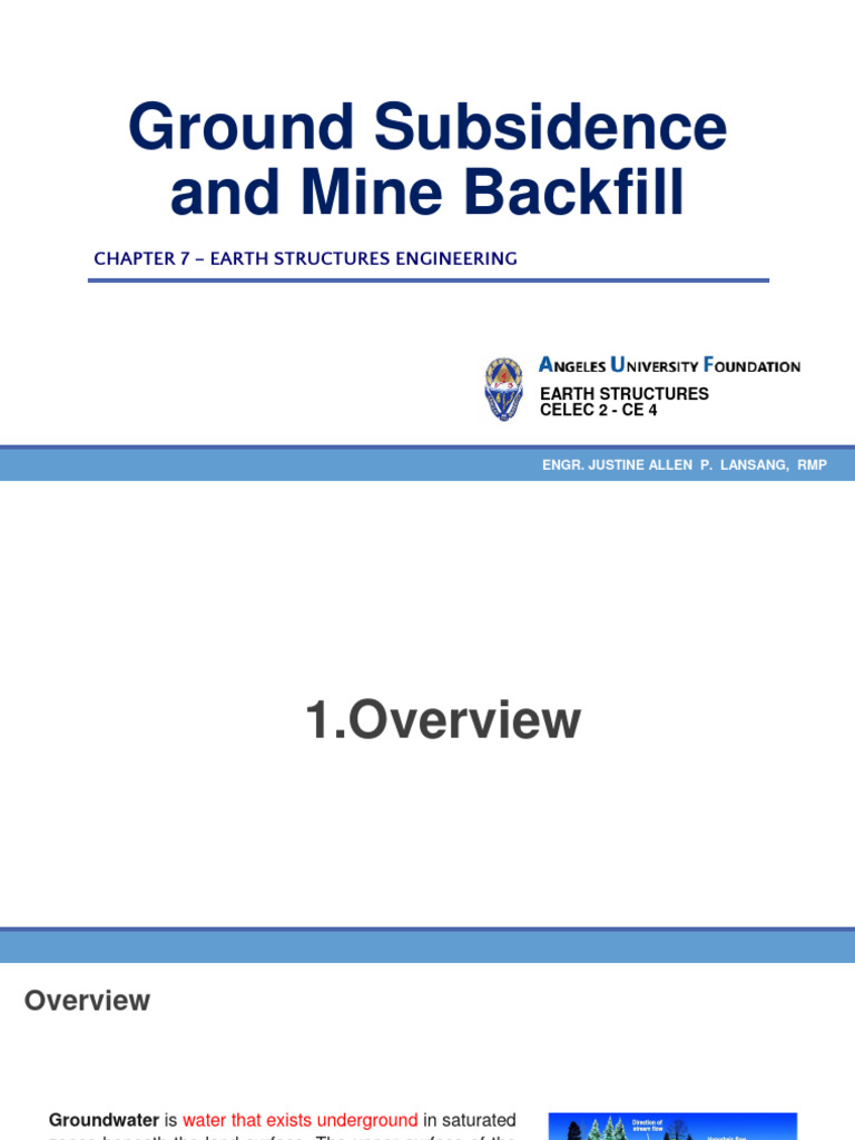 Ground Subsidence and Mine Backfill | PDF