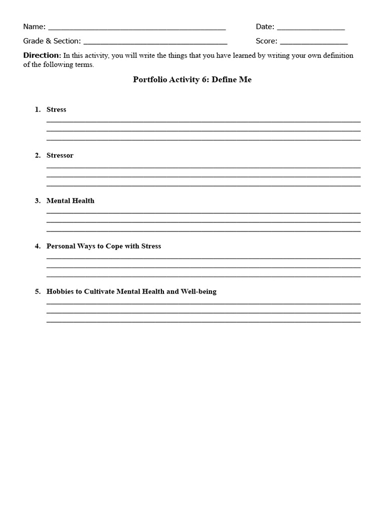 Portfolio Activity 8 Define Me | PDF