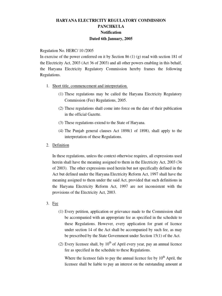 HERC Fee Regulations | PDF | Technology & Engineering