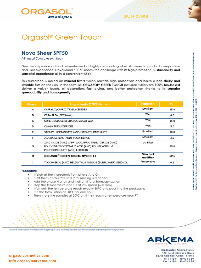 Aura-Nova Sheer SPF50-Sun Care-Orgasol GREEN TOUCH | PDF | Sunscreen ...