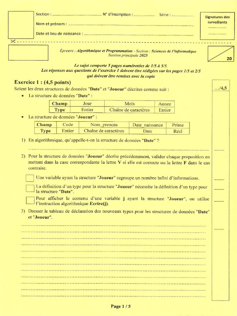 Algorithme Info Bac2023 | PDF