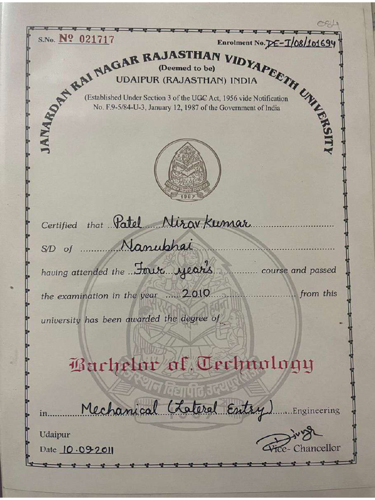 B Tech Nirav Patel | PDF