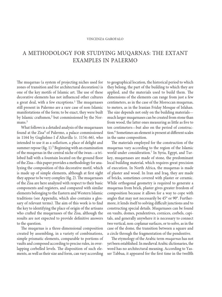 A Methodology For Studying Muqarnas The Extant Examples in Palermo ...