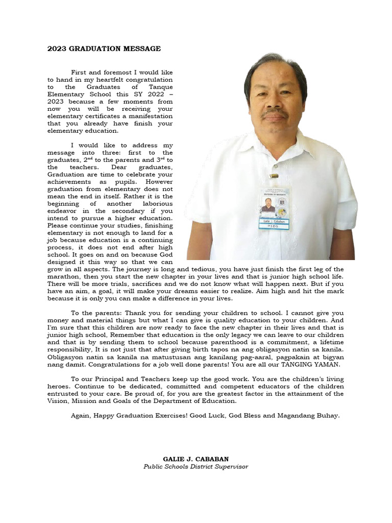 2023 GRADUATION MESSAGE Psds | PDF