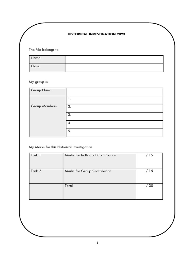 2023 S1 HI Project With Rubrics (20230514) | PDF