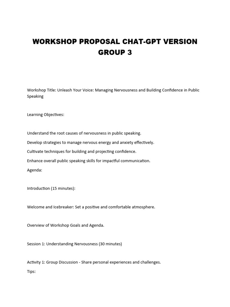 Workshop Proposal Chatgpt G3 | PDF