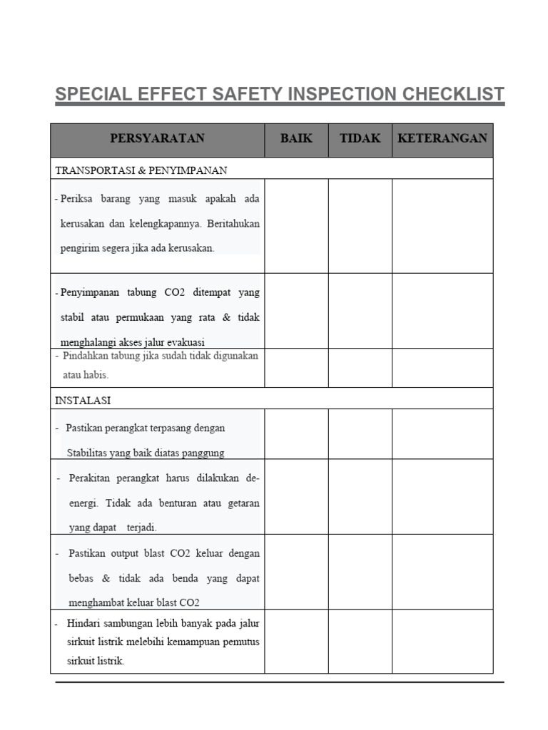 CO2 JET-Special-Effects-Checklist | PDF