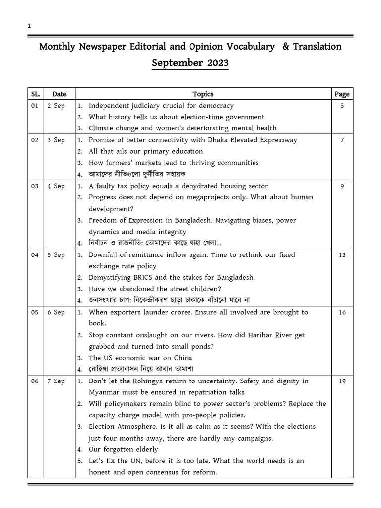 Monthly Newspaper Vocabulary Translation - September 2023 | PDF | Taxes ...