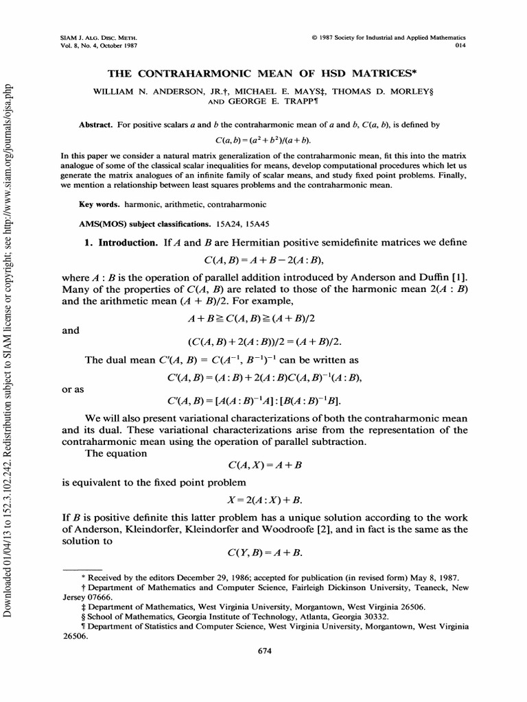 The Contraharmonic Mean of HSD Matrices | PDF