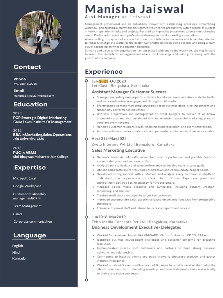 Manisha Jaiswal Resume | PDF | Customer Relationship Management | Sales